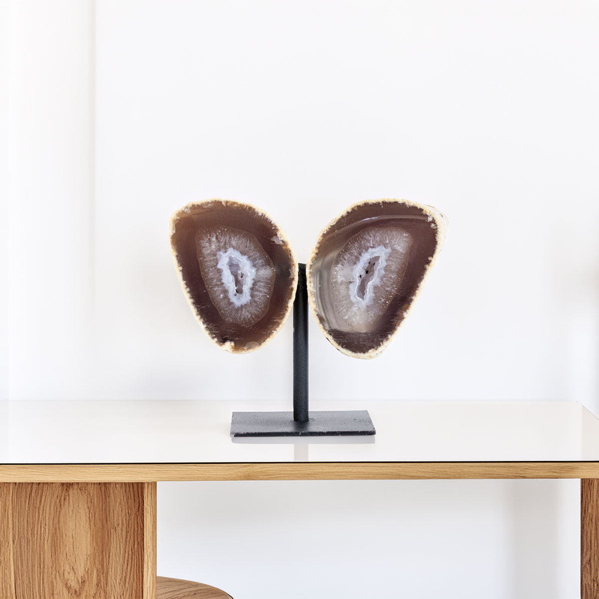 Mine Borboleta de Ágata Caramelo Cristalizada Natural na Base Metal 38 ...